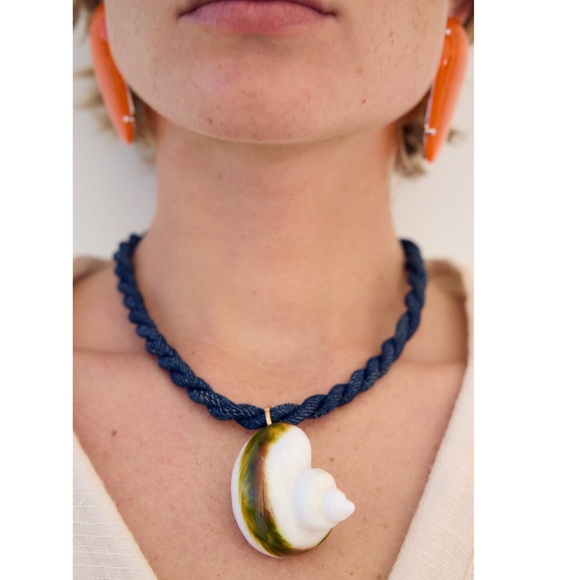 Zara | Jewelry | Nwt Zara Accessories Denim Shell Necklace | Poshmark